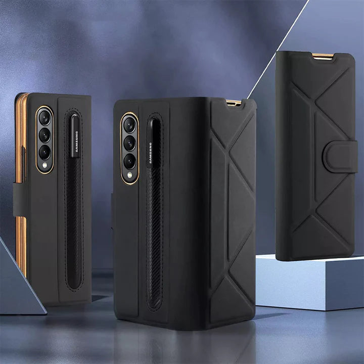 Premium Magnetic Flip Case for Fold with Pen Slot For Galaxy Z Fold3 ...